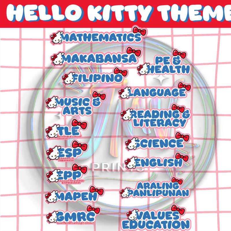 SANRIO Themes SUBJECT LABEL STICKER For Notebook HELLO KITTY KUROMI ...