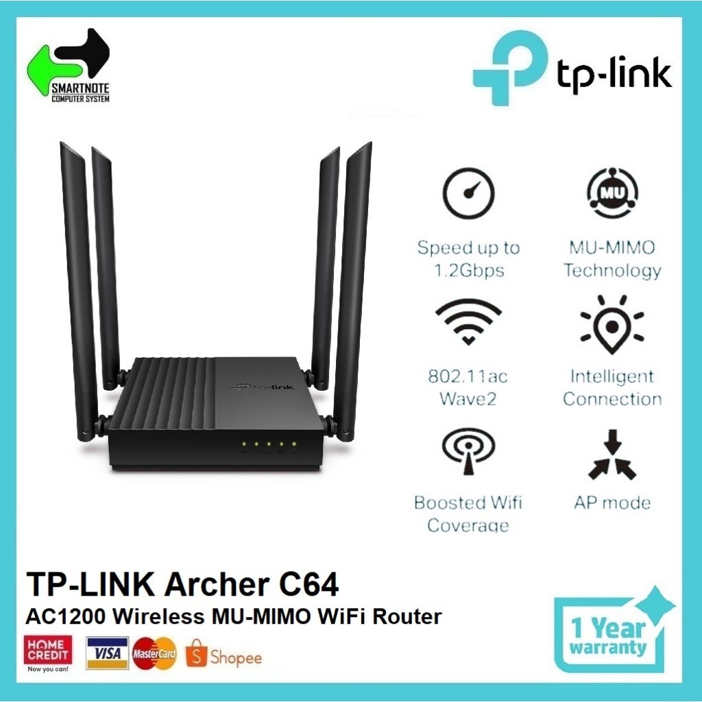 TP-LINK Archer C64 New AC1200 Wireless MU-MIMO WiFi Router | Shopee ...