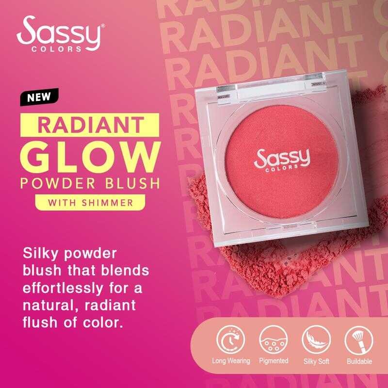 Sassy Colors Radiant Glow Powder Blush Shimmer Buildable Pigmented ...