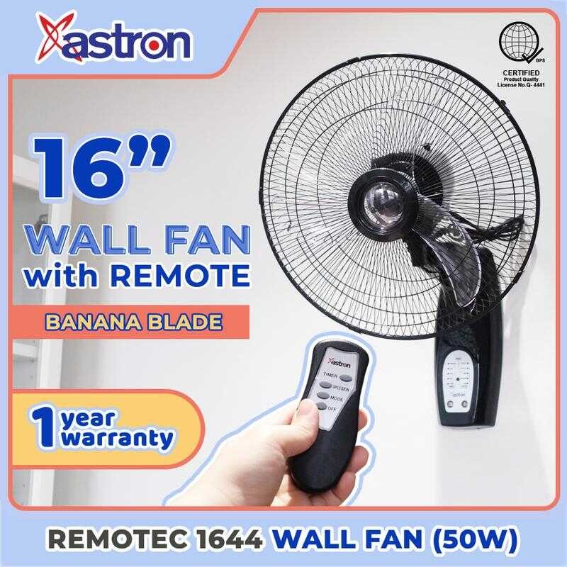 Astron Remotec1644 16" Electric Wall Fan - Black | With Remote And ...