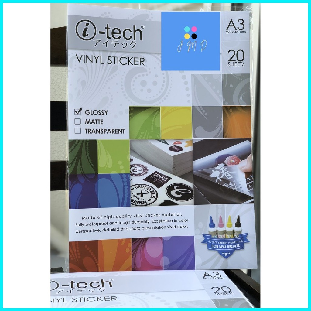 I-TECH Waterproof Printable Vinyl Sticker A3 Size 20 Sheets / Pack ...