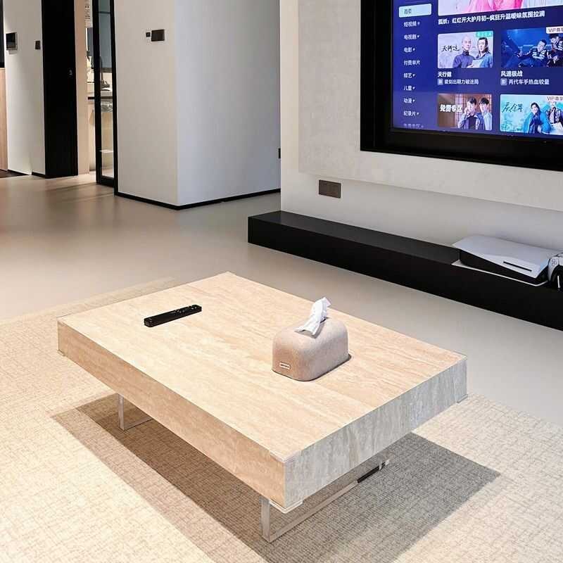 Nordic Modern Roman Travertine Stone Coffee Simple Acrylic Floating ...
