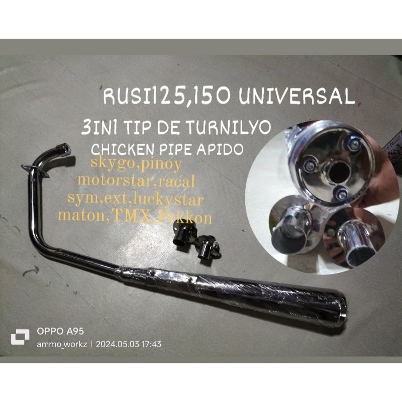 RUSI125,150 3IN1 TIP UNIVERSAL Stainless pipe double elboe APIDO ...