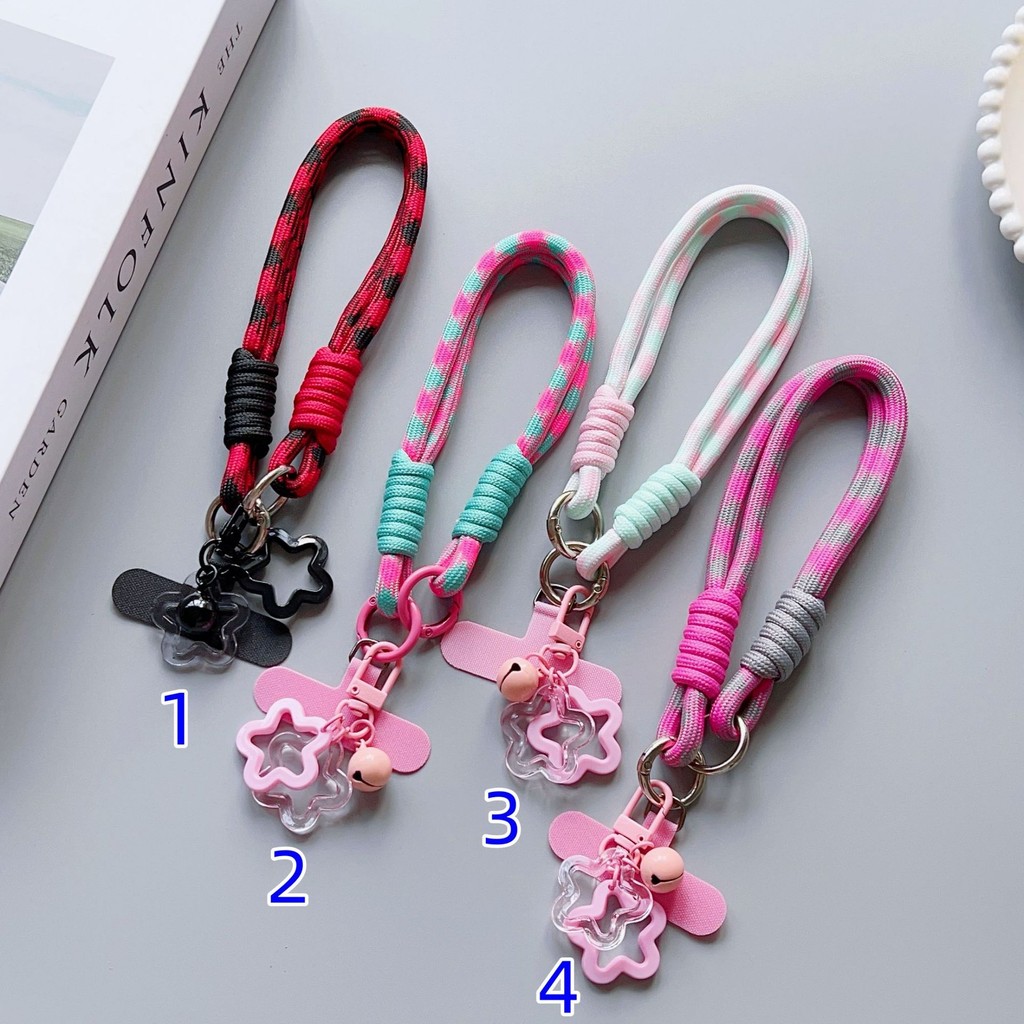 Dopamine Short Rope Phone Lanyard Wrist Strap Colorful Card Bell Buckle ...