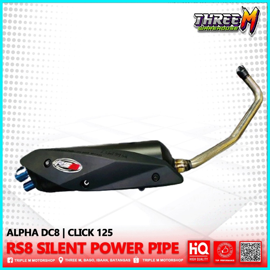RS8 SILENT POWER PIPE ALPHA DC8 FOR NMAX V2 / AEROX V2 / CLICK 125 ...