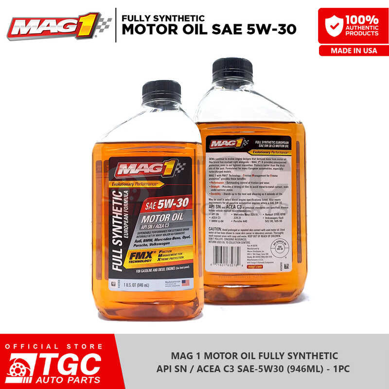 MAG 1 Motor Oil Full Synthetic API SN / ACEA C3 SAE 5W-30 FMX ...
