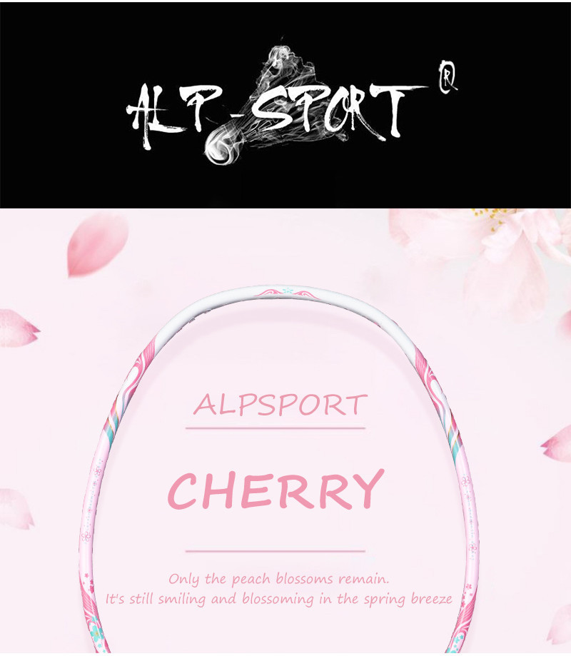 ALPSPORT Badminton Racket T800 Strings Grips Installed New Cherry 100% ...