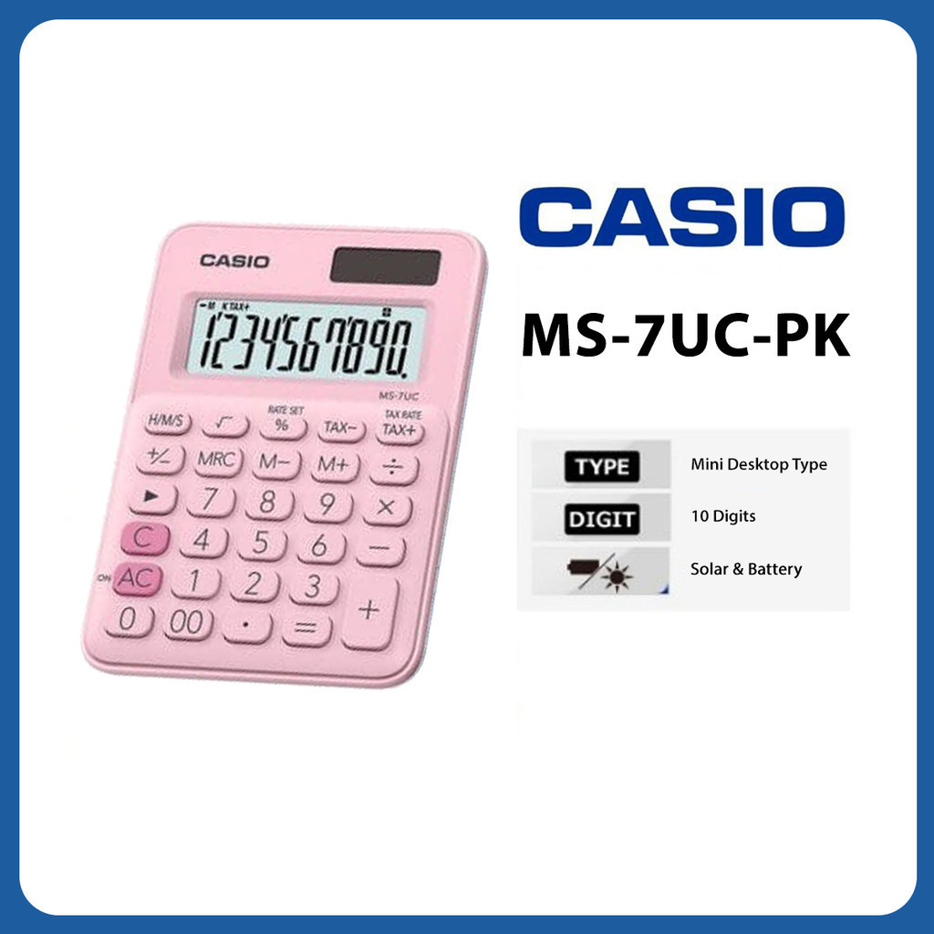Casio MS-7UC-PK (Pink) My Style Mini Desk Calculator Cute Calculators ...