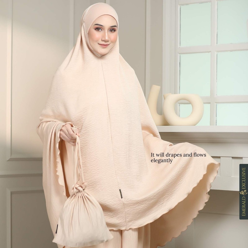 SARA Telekung Premium by Emerald Exclusive [Ironless Satin Umrah Travel Bag Anti Kedut Haji ...