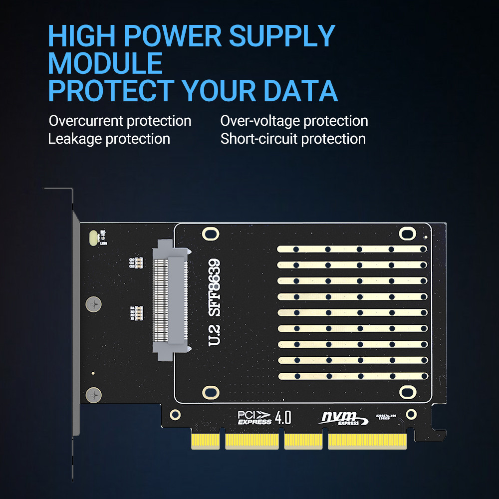 JEYI U.2 to PCIe 4.0 Adapter, NVMe 2.5" U.2 (SFF-8639) SSD PCIe x4 x8 ...