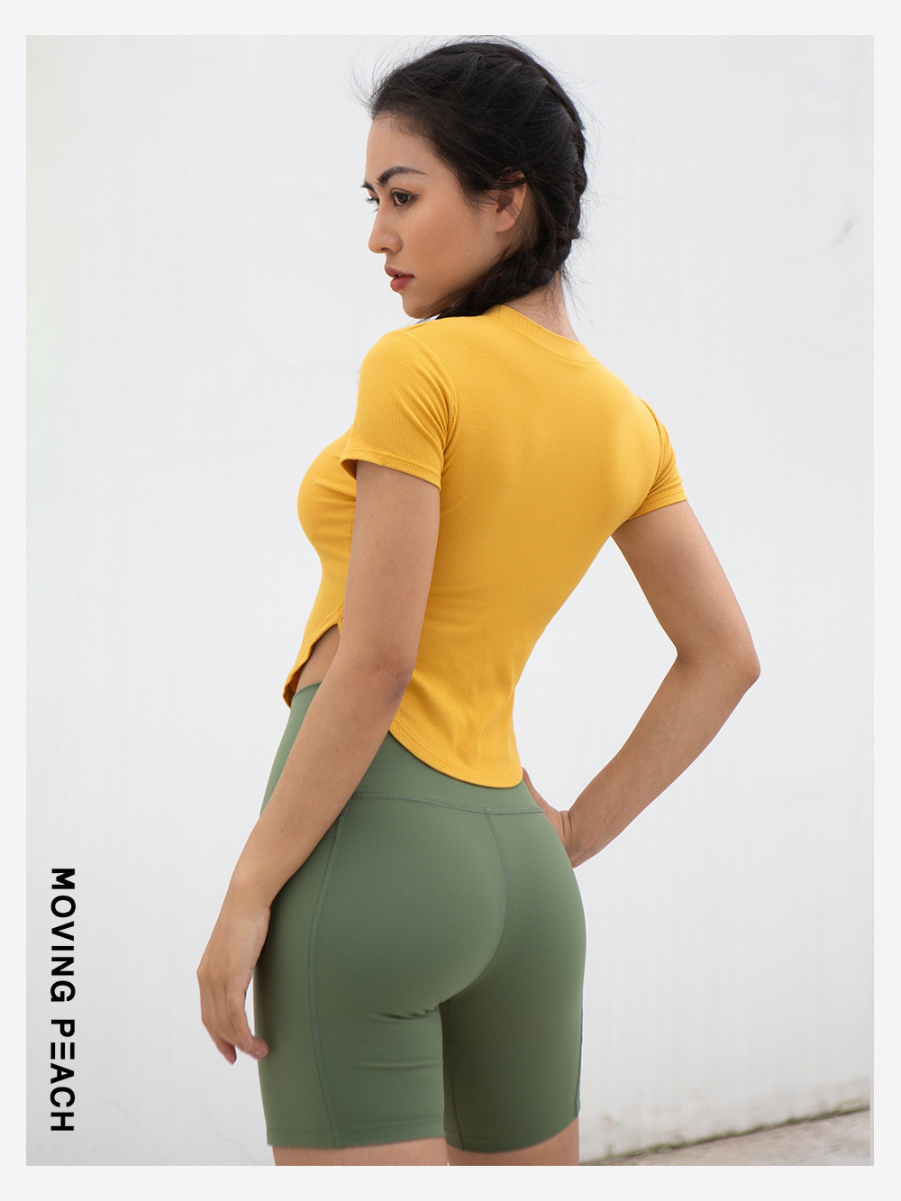 MOVING PEACH Women Sports Yoga T-shirts Skinny Dri-fit Fitness Top with ...