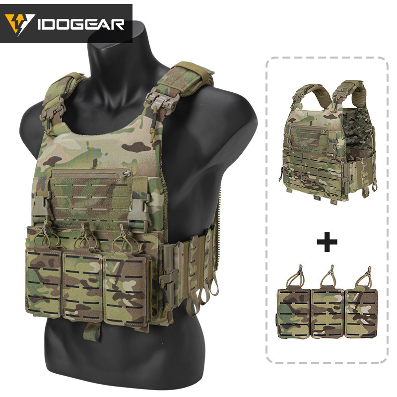 IDOGEAR Tactical Vest Quick Release Buckle Camouflage Plate Carrier ...