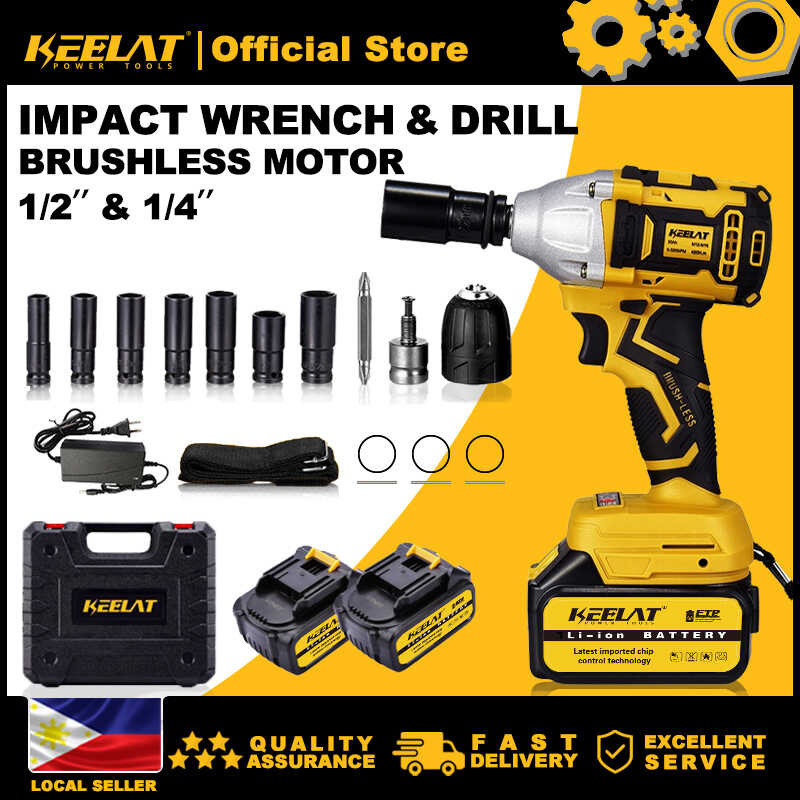 Cordless KEELAT Impact Heavy Duty Brushless Electric Tool Drill 3In 1 ...