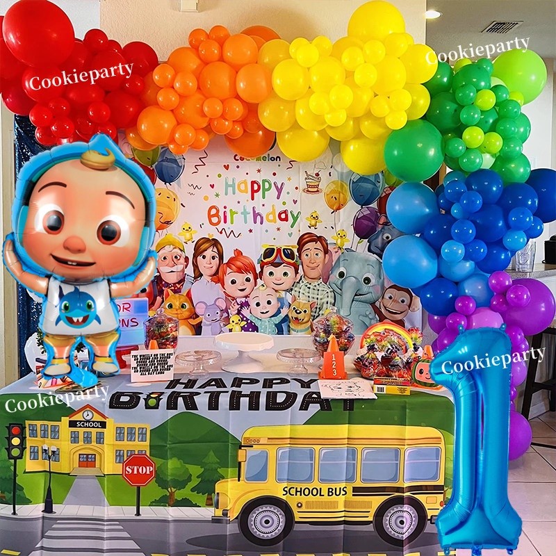 144pcs/set COCOMELON Theme Balloons Garland Arch Kit Cocomelon Standing ...