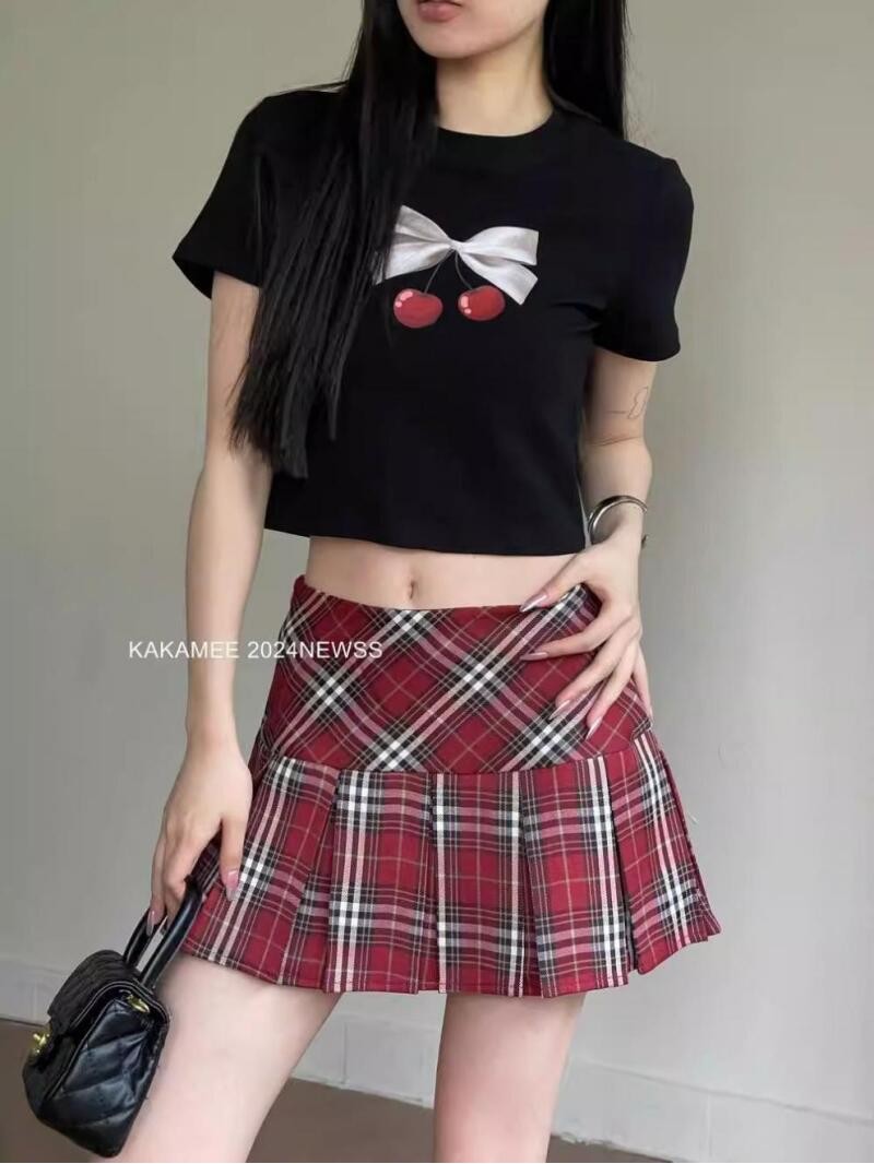 DAMENER Plaid Pleated Skirt Mini Palda For Women Party Skort With ...
