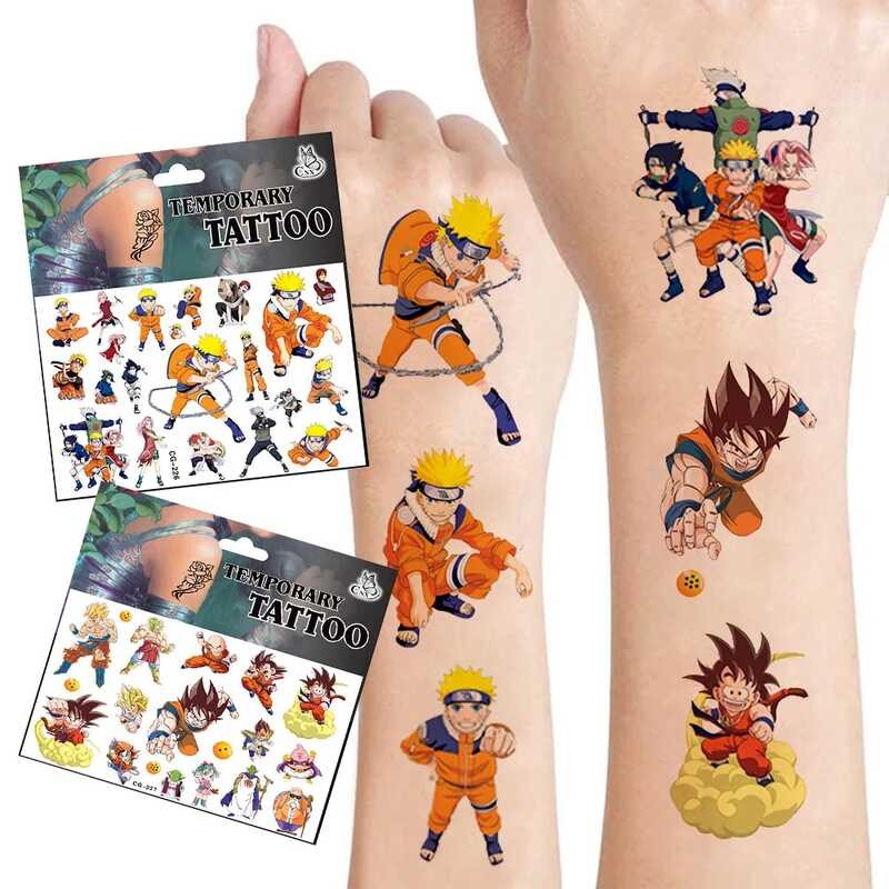 D Anime Dragon Ball Naruto Tattoo Stickers Cartoon Son Goku Uzumaki ...