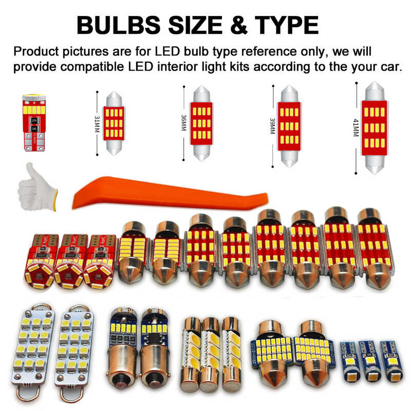 MDNG 14Pcs LED Interior Dome Map Light Trunk Foot Bulb Kit For Ford ...