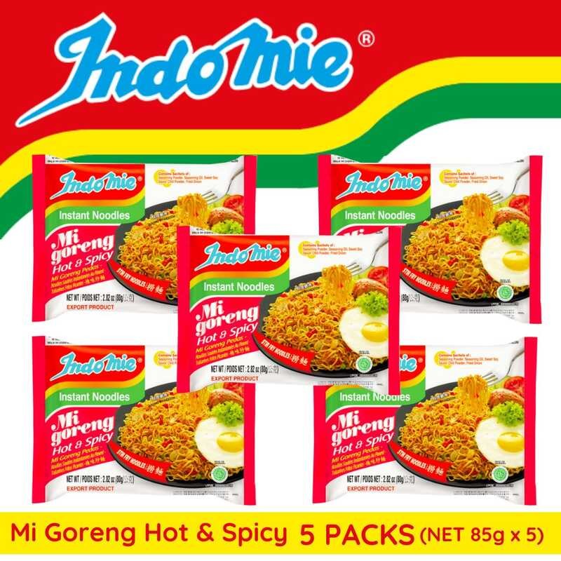 Indomie Mi Goreng 5 Pieces (Net Weight 80g x 5) Hot and Spicy Flavor ...