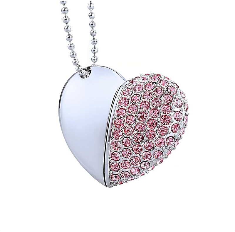 Crystal WooTeck 128GB Loving Heart Jewelry USB Flash Drive Memory Stick ...