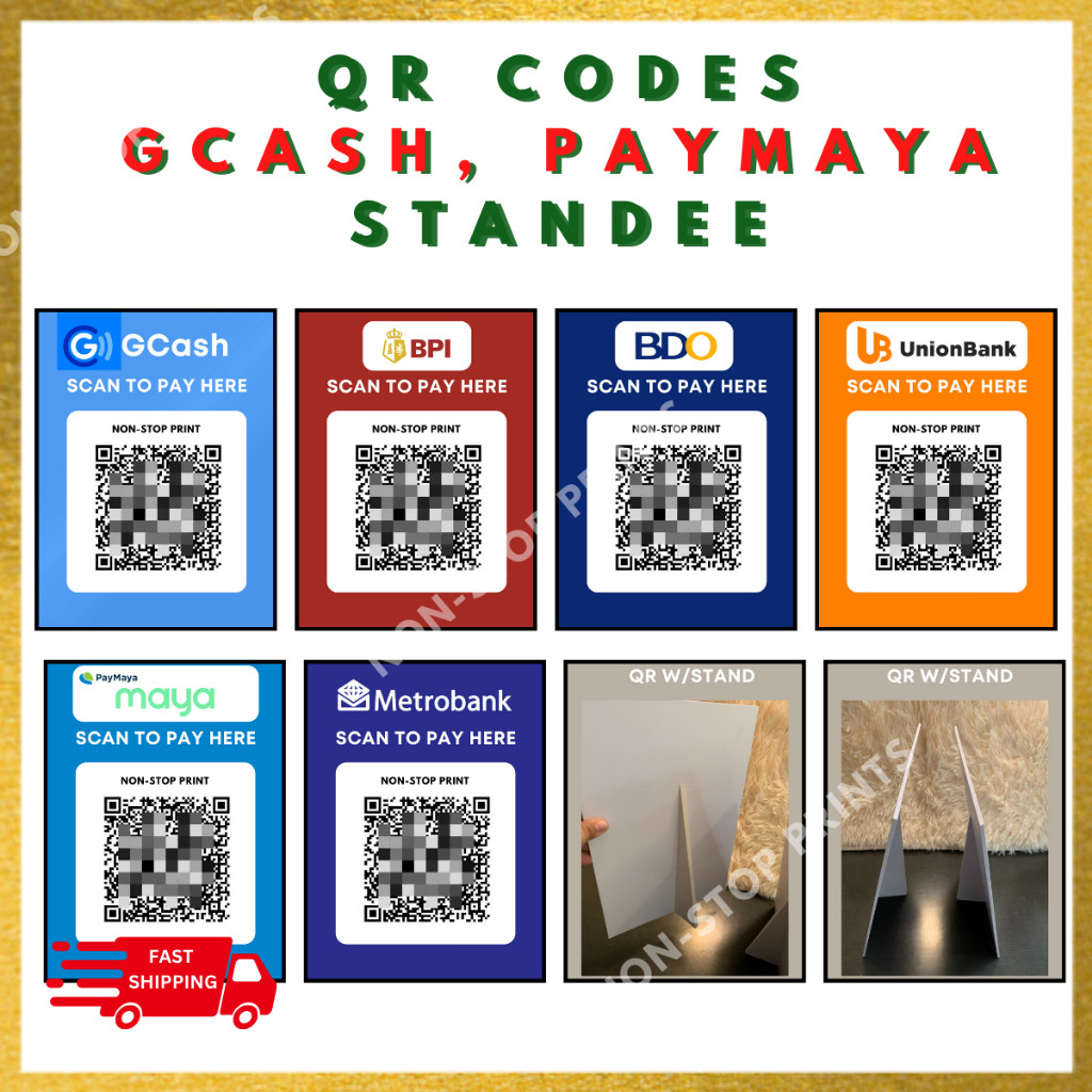 ♞QR CODE STANDEE, GCASH, PAYMAYA, COINSPH, BANKS | Shopee Philippines