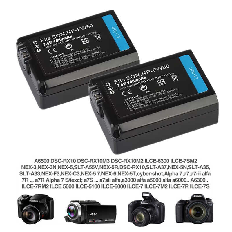 Np-Fw50 Rechargeable For Sony Alpha A6500 A6300 A6000 A5000 A3000 Nex-3 ...