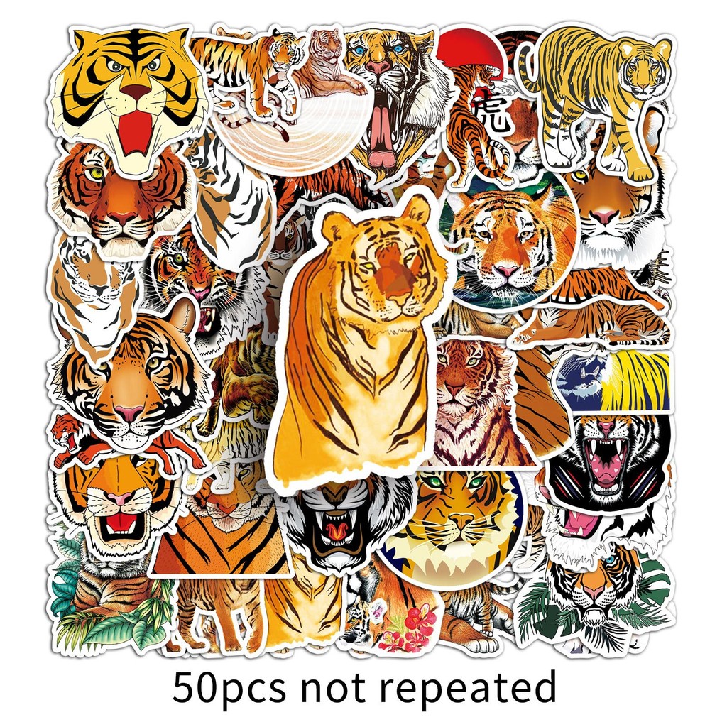 50pcs Fat Tiger Stickers DIY Travel Luggage Guitar Fridge Laptop Mug ...