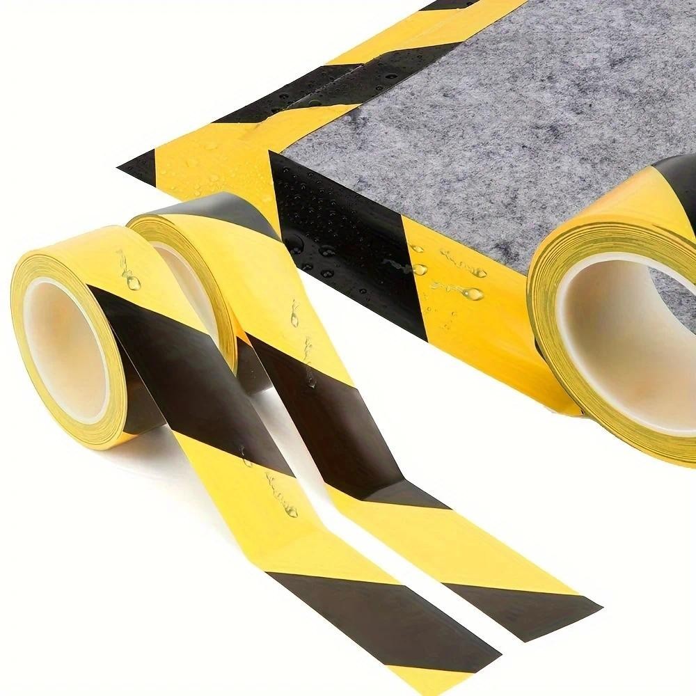 15M Black & Yellow Hazard Warning Safety Stripe Tape Ideal For Hazard ...