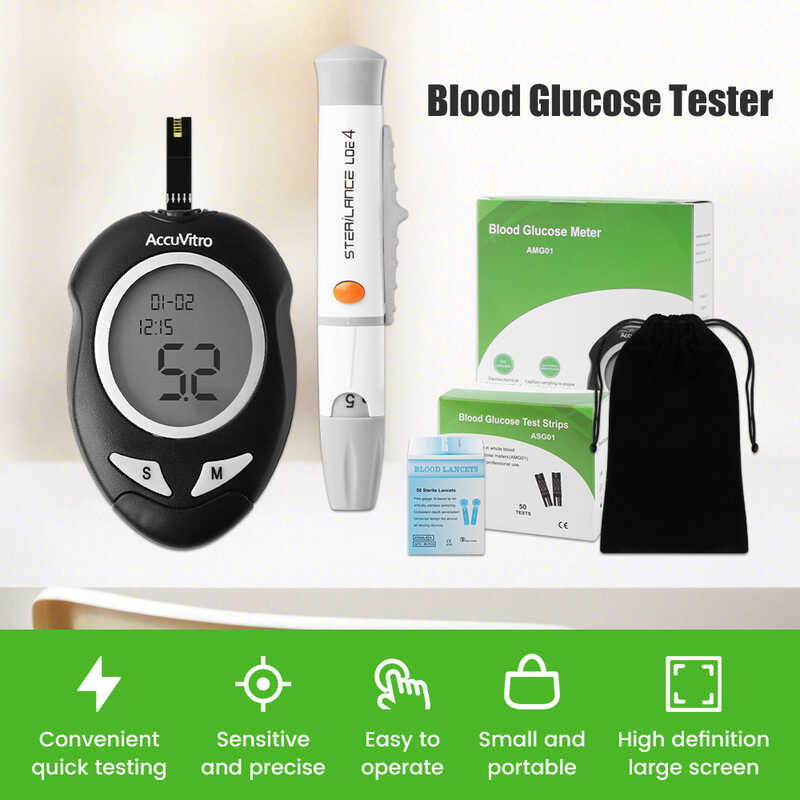 Tester Medical Glucose Meter Sugar Testing Strips Diabetes Lancets ...