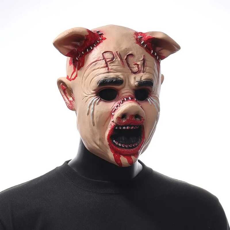 Cry Pig Horror Head Mask Cosplay Scary Bloody Demon Killer Animal ...