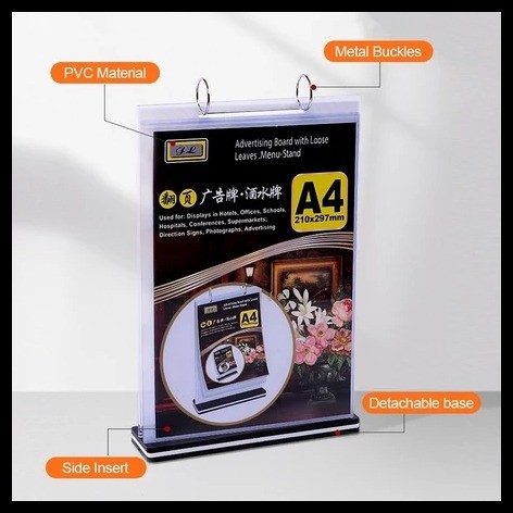 A4 flip card Transparent leaflet display menu price card billboard ...