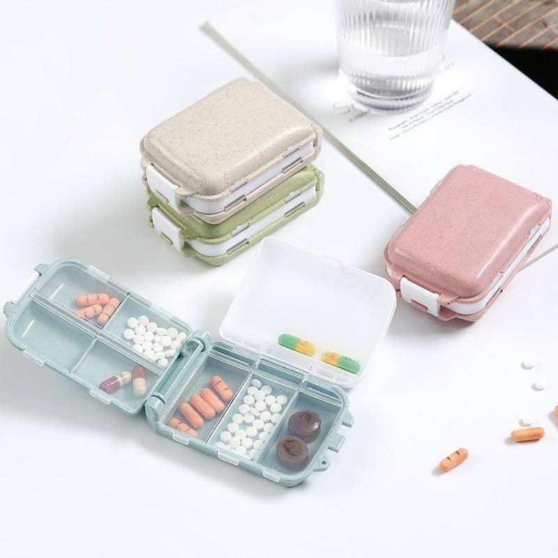 8 Divider Medicine Tablet Pill Folding Storage Box Clamshell Potion Box ...