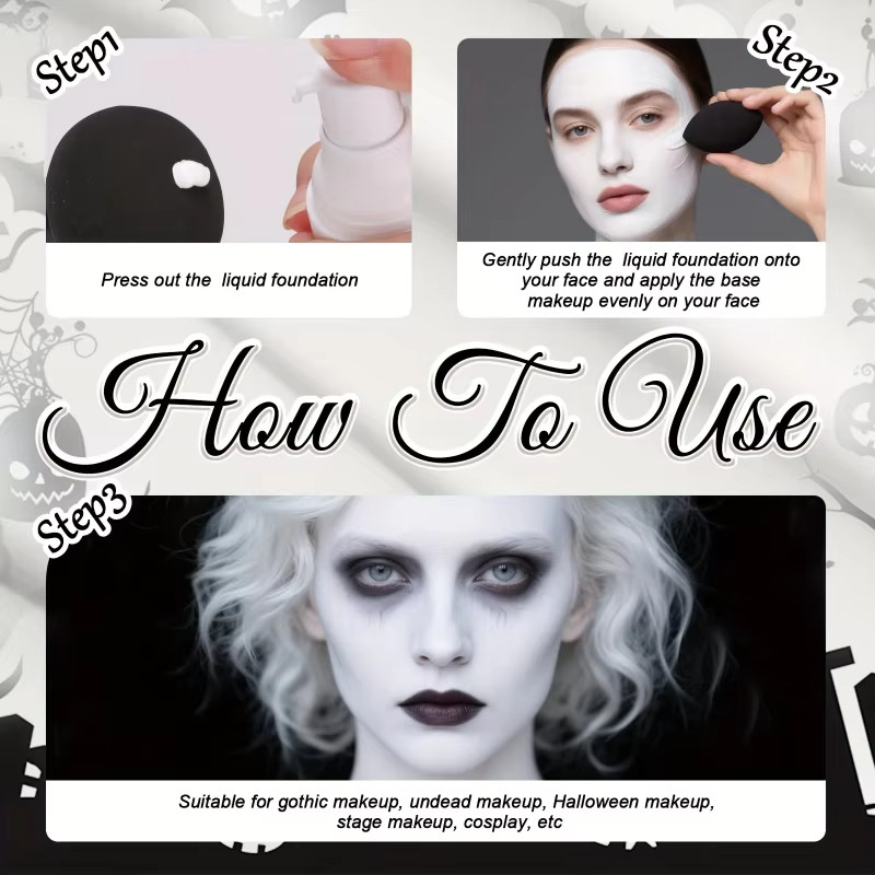VERONNI Pure White Liquid Foundation for Cosplay stage Makeup Long ...