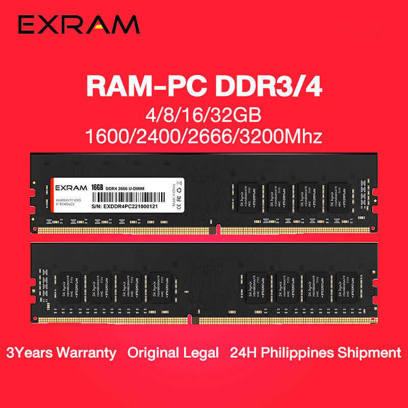 【Cod】Genuine Original EXRAM Desktop PC RAM Ddr3 Ddr4 8Gb 4Gb 16Gb 32Gb ...