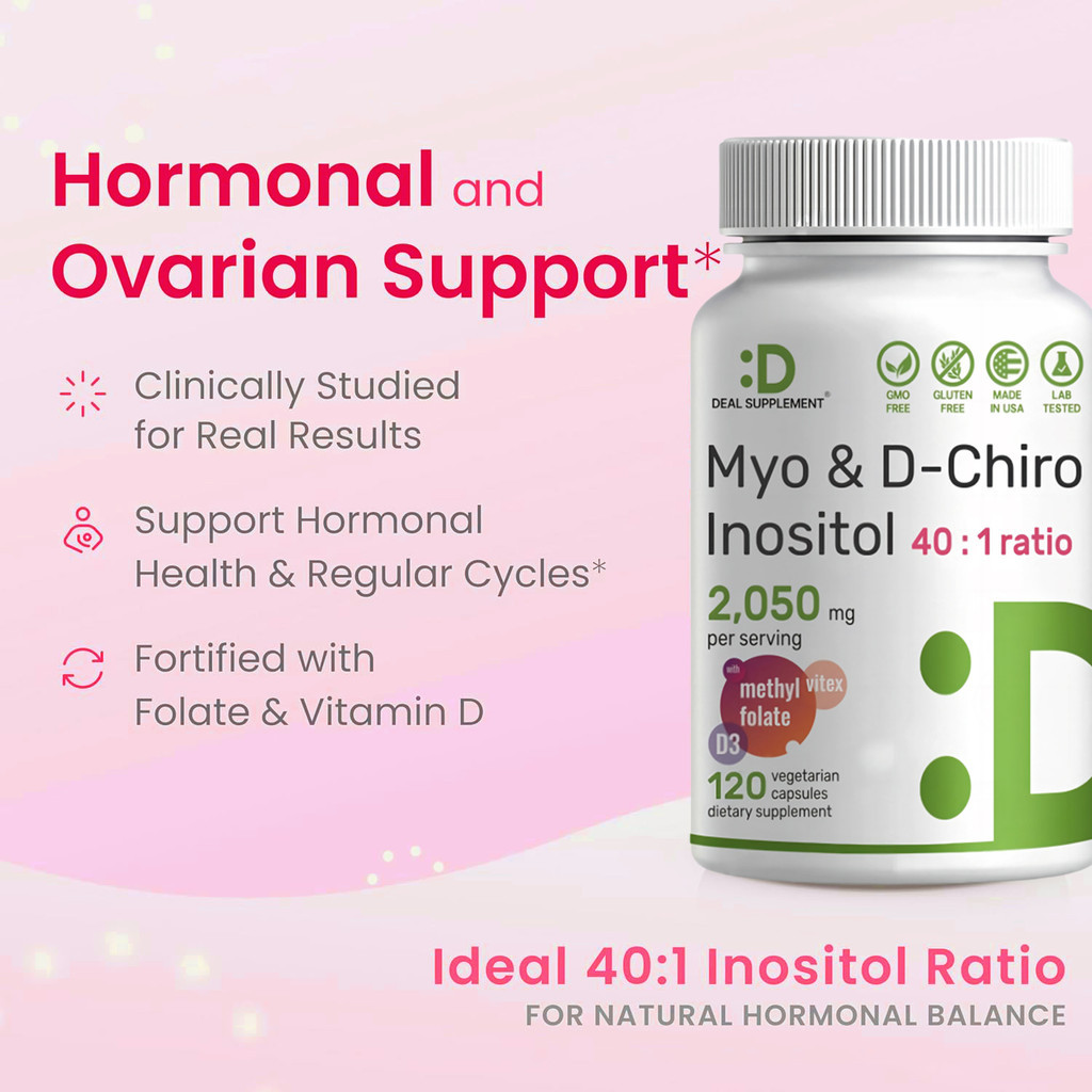 2000mg Myo-Inositol & 50mg D-Chiro Inositol Capsules with Folate ...