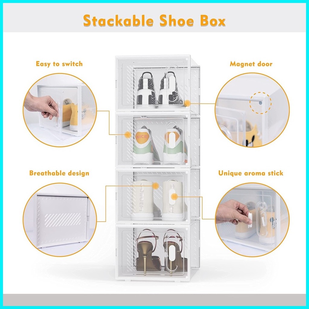 Shoe Box Big Size Stackable XL Sneaker Basketball Shoebox Organizer ...