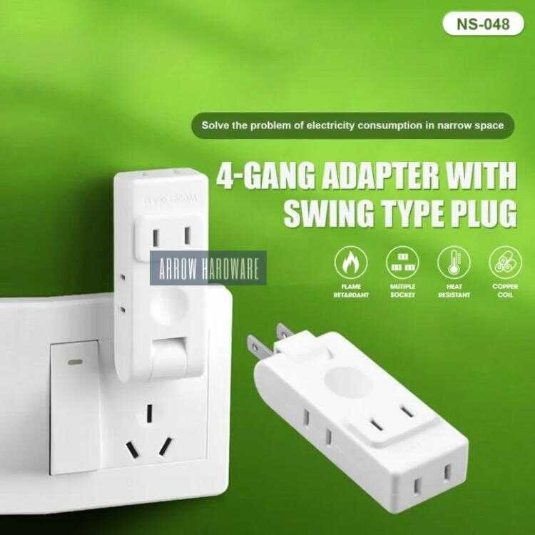 Extension Adaptor Socket Outlet Power Adapter Ultra Thin 4 Gang ...
