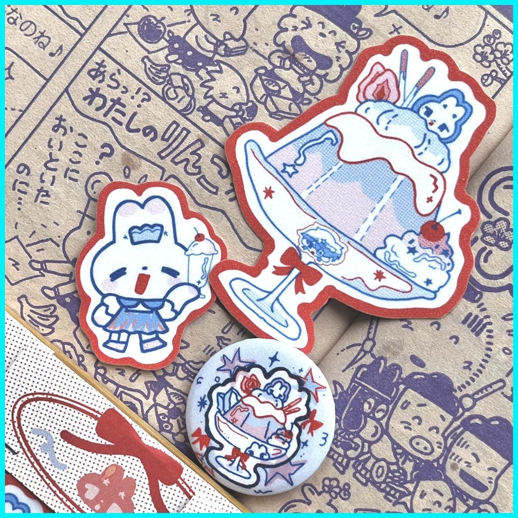 (oc) parfait bunny set ( stickers/badges ) | Shopee Philippines