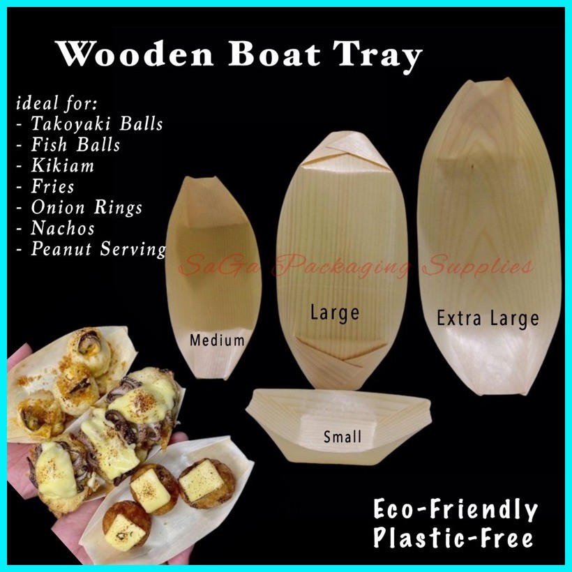 100pcs Wooden Boat Food Tray | Shopee Philippines