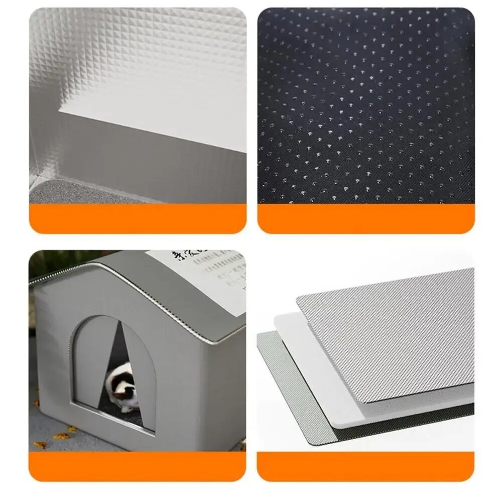 Outdoor Cat House Waterproof Stray Cat Shelter Warm Insulated Door Flap ...