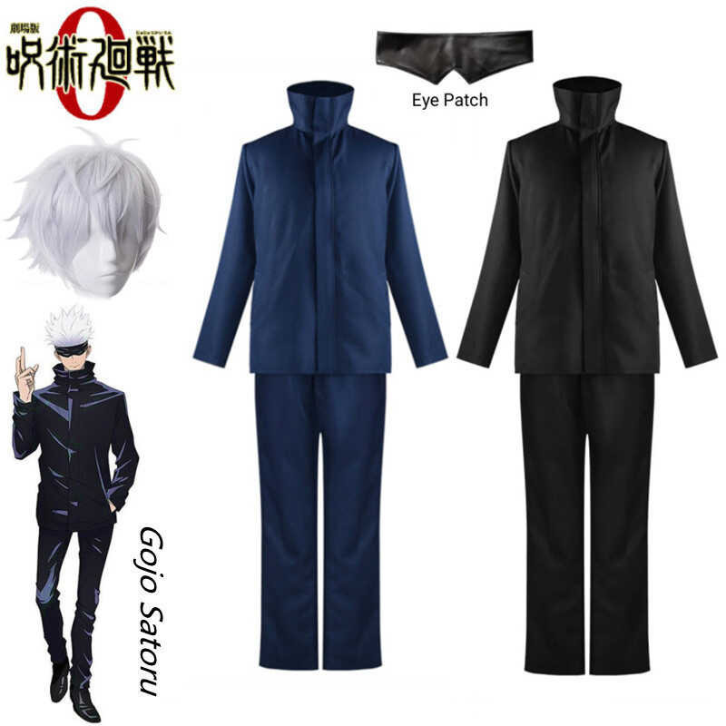 Anime Jujutsu Kaisen Gojo Satoru Cosplay Costume Top Pants Wig Eye ...