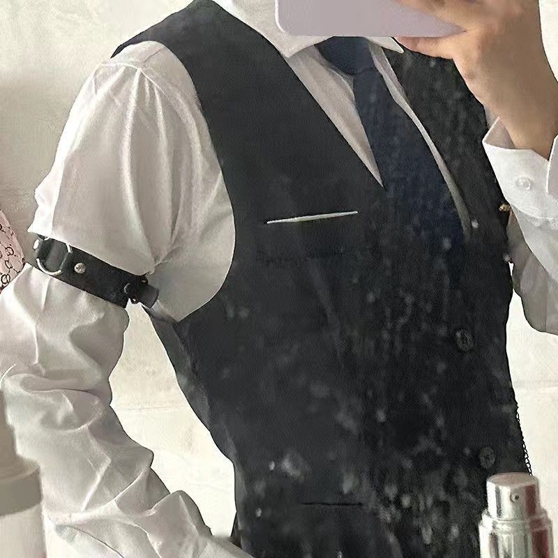 1 Piece Harajuku Style PU Leather Armband for Men Shirt Sleeve Hoop ...