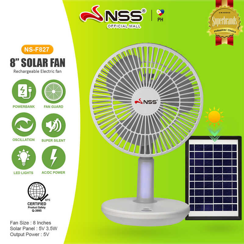 Folding NSS Small USB Charging Retractable Mini Fan Solar Desk Light 8 Inch Rechargeable With ...