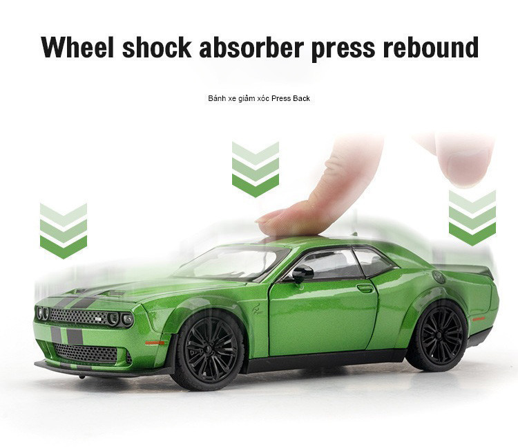 1:22 Scale Diecast Dodge Challenger Hellcat Metal Alloy Toys Car Model ...