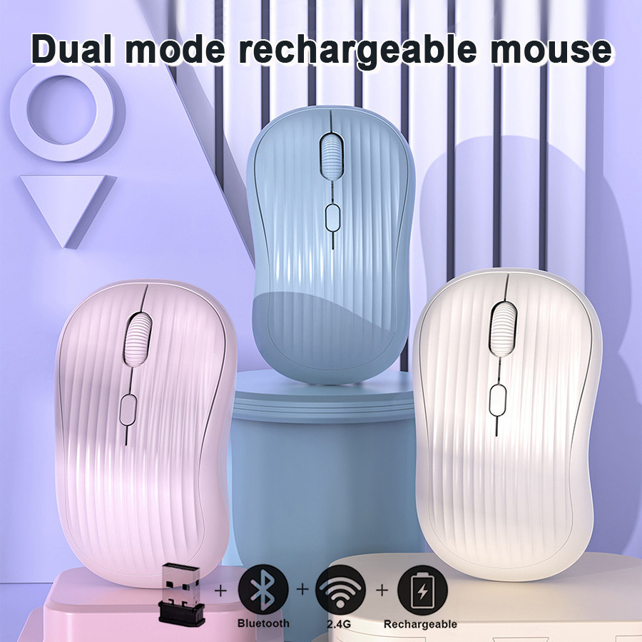 2.4G+Bluetooth Wireless Mouse Dual Mode Silent Recharging Office Mause ...