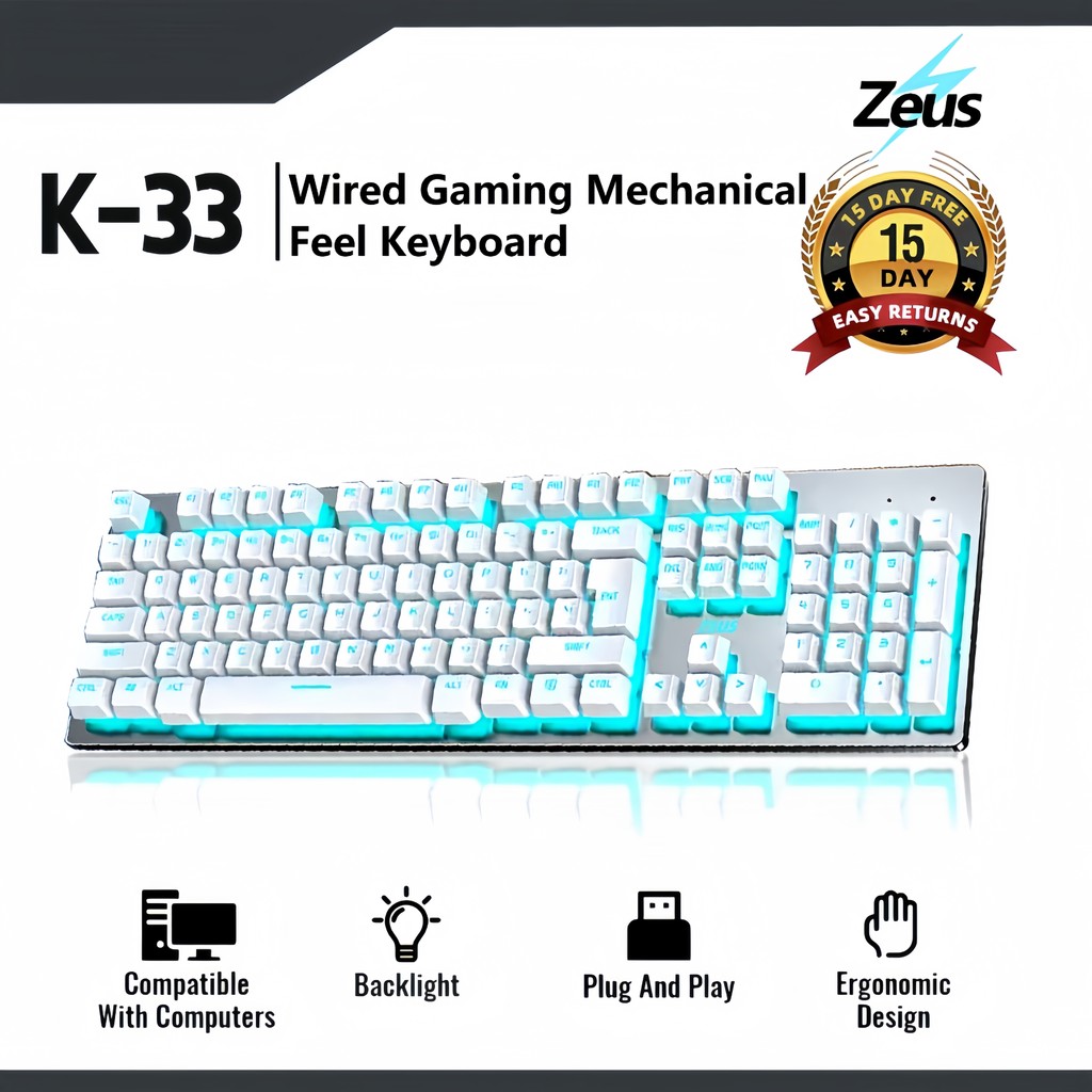 Centrix K-33 Gaming Mechanical Feel Keyboard 104 keys With LED Back ...