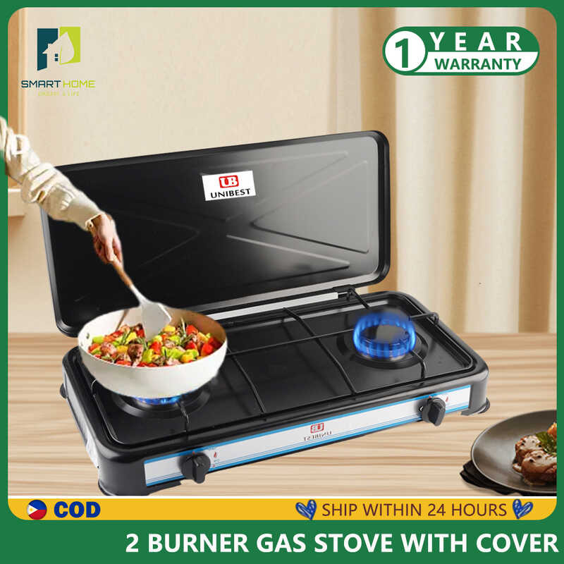 Duty Dual Heavy Complete Home Table Top Butane With Lid 2 Burner Black ...