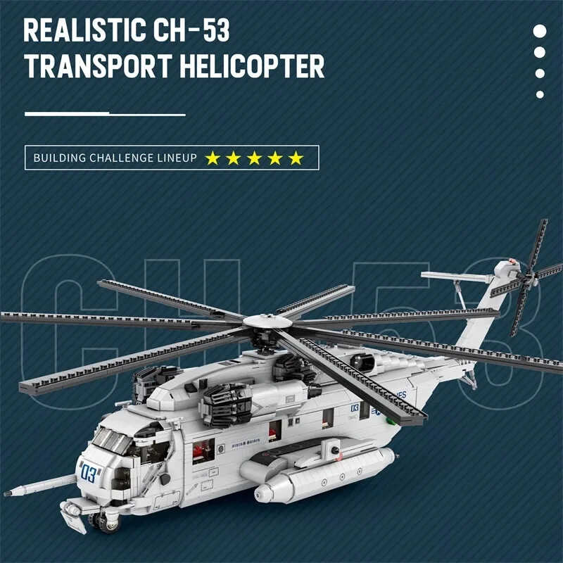 2192Pcs Ch-53E Transport Helicopter Building Bloc Army Plane Military ...