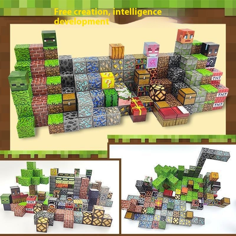 Minecraft Magnetic Blocks - 2x2cm Anim-na Sided na Magnetic , Laruan ...