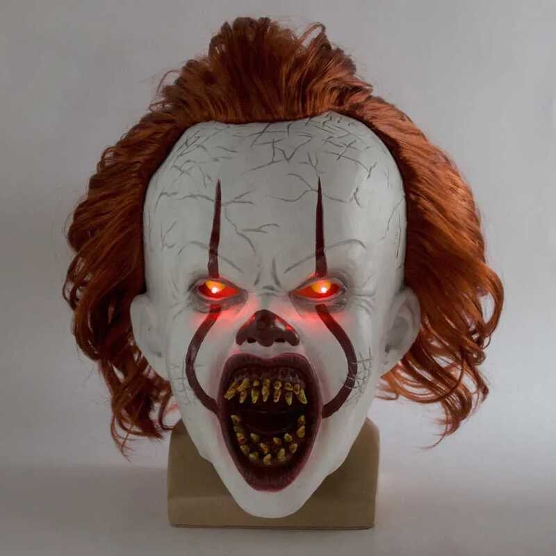 LED Horror New Pennywise Joker Scary Mask Cosplay Stephen King Chapter ...