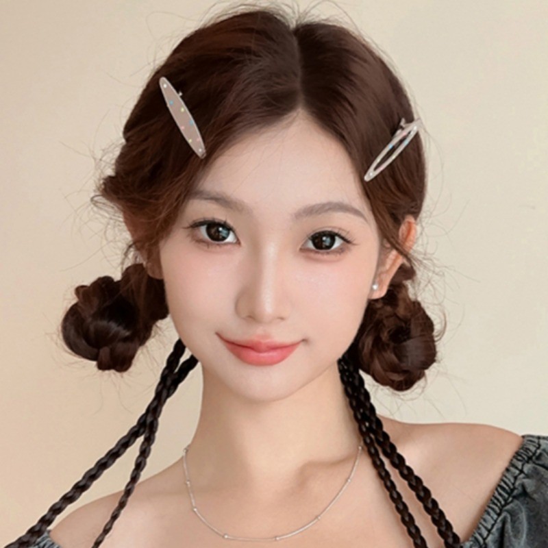 We Flower Korean Colorful Dots Silver Metal Geometric Hair Clips for Women Girls Fashion ...